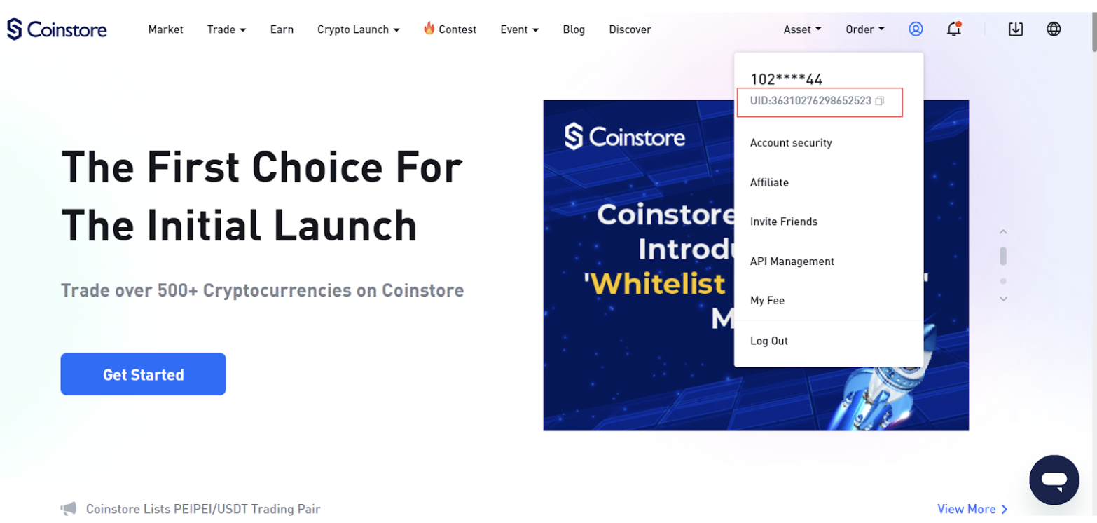 How to find my Coinstore User ID ( UID ) ? – Help Center
