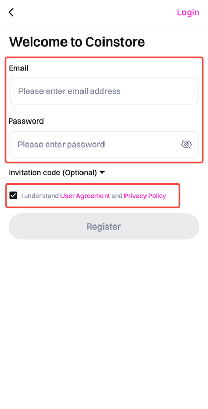 Coinstore Account Registration (APP) – Help Center